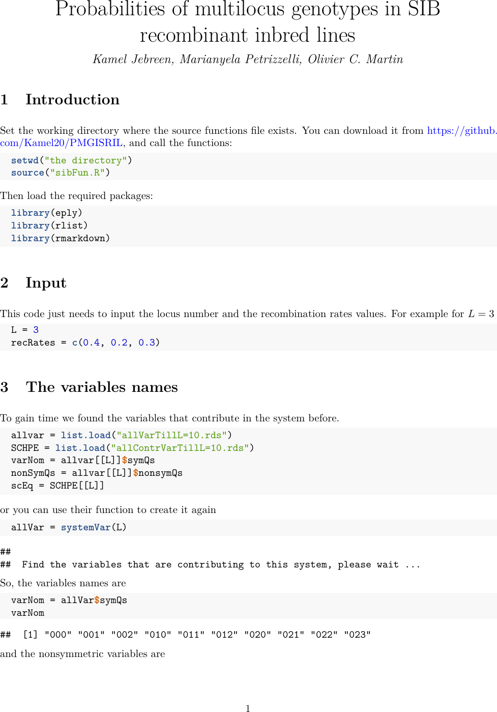 Probabilities Of Multilocus Genotypes In SIB Recombinant Inbred Lines ...