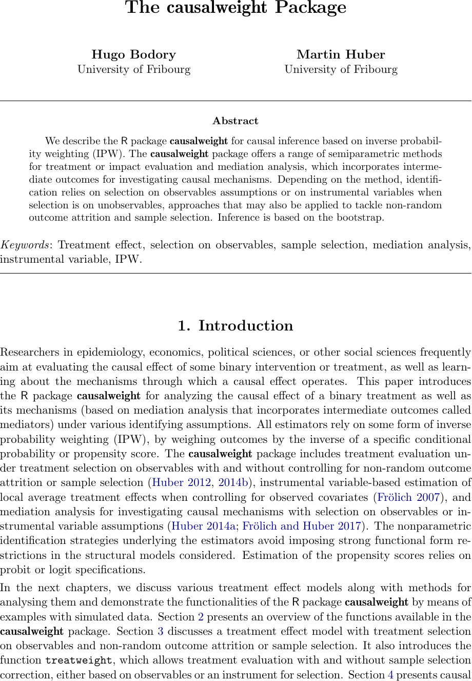 The Causalweight Package Manual