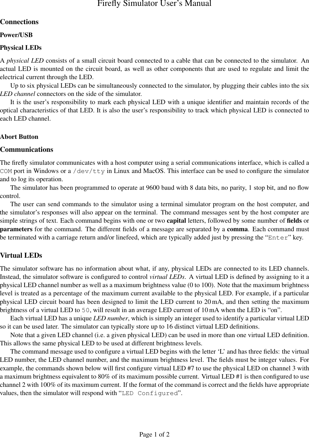 Firefly Simulator User's Manual