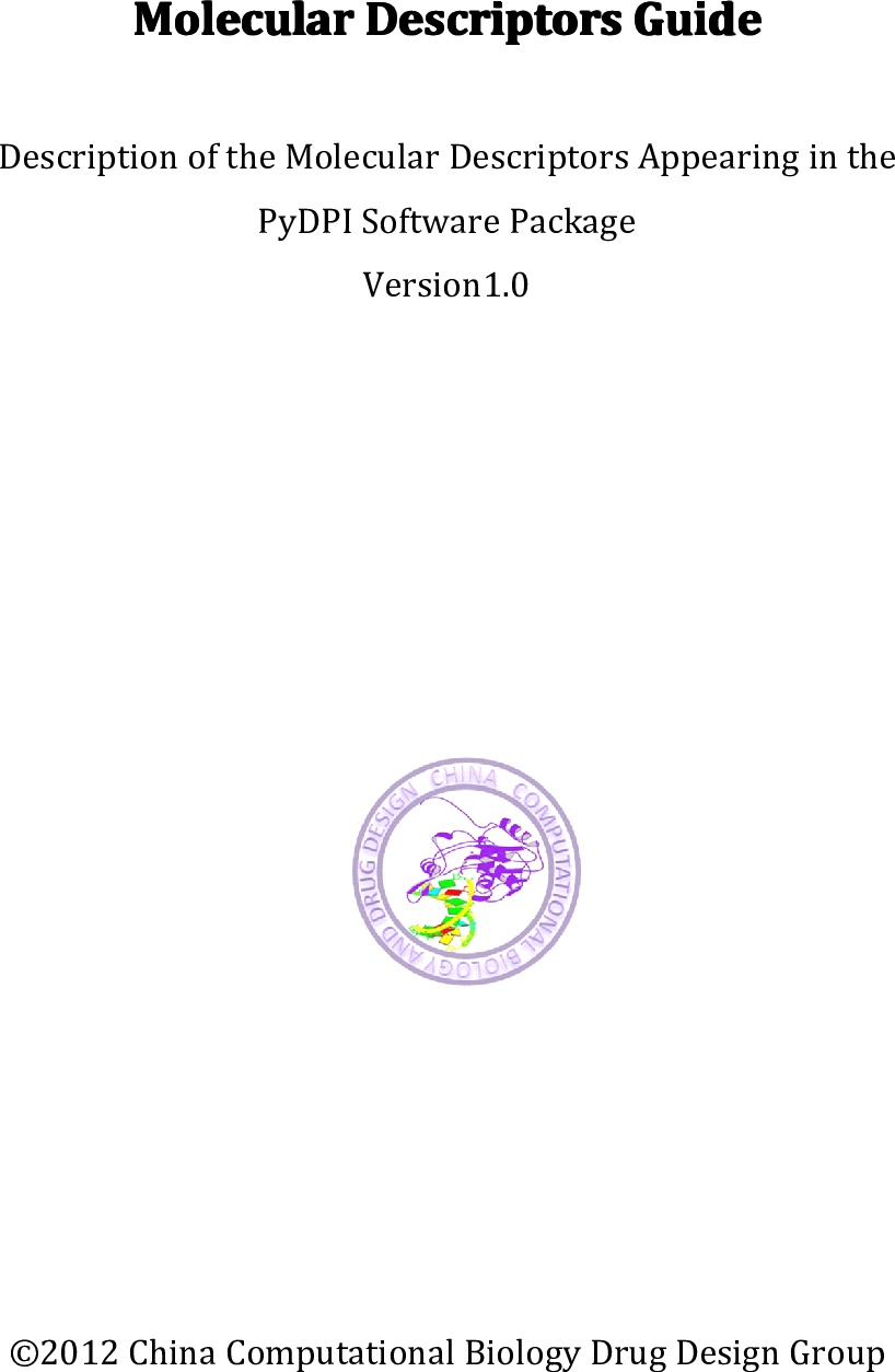 Molecular Descriptors Guide Manual