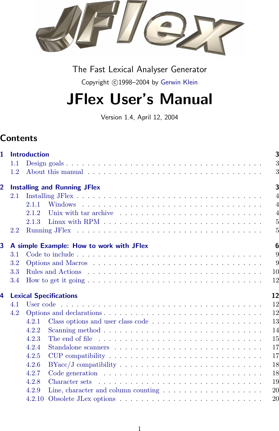JFlex User's Manual