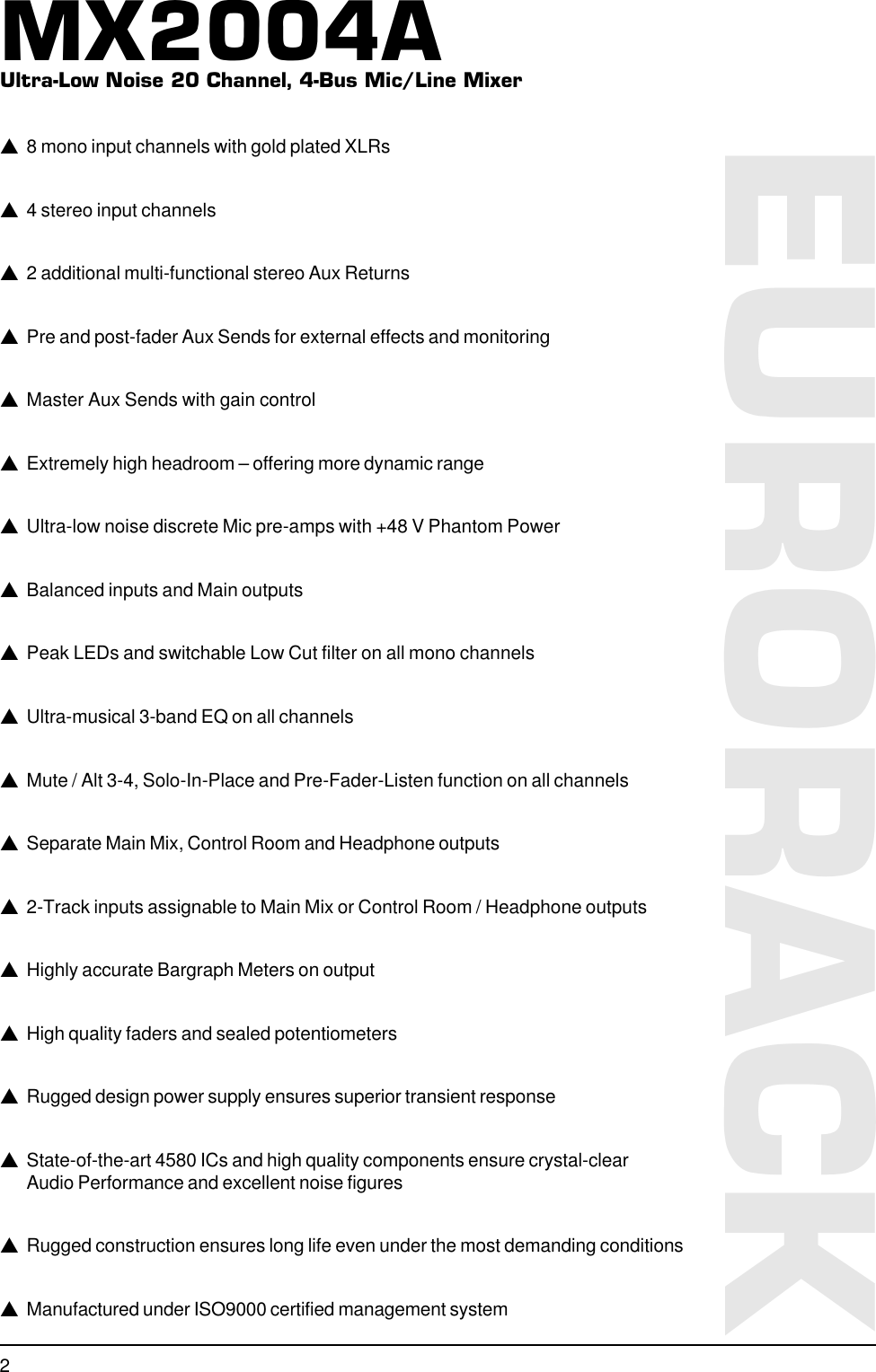 EURORACK MX2004A Behringer Specification Sheet P0030 S En