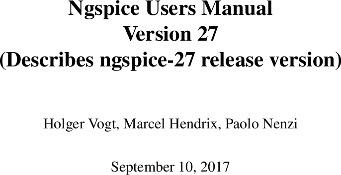 Ngspice User Manual 27