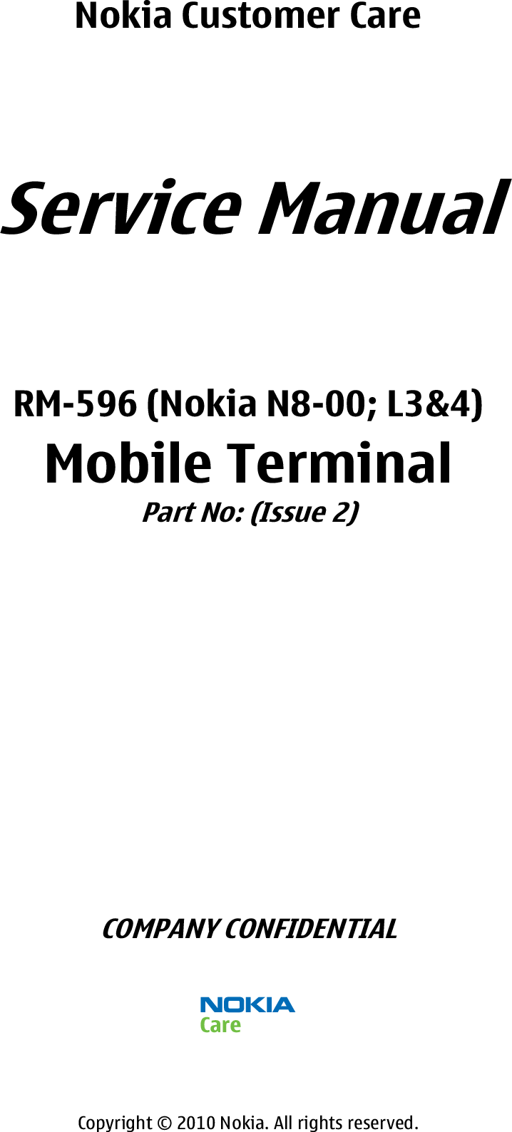 Nokia N8 00 RM 596 Service Manual Level 3&4. Www.s manuals.com. 3,4 V2.0
