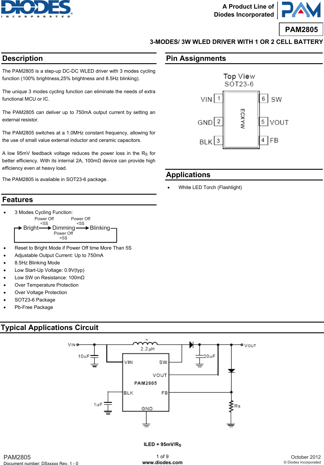 PAM2805 Datasheet. Www.s manuals.com. Diodes