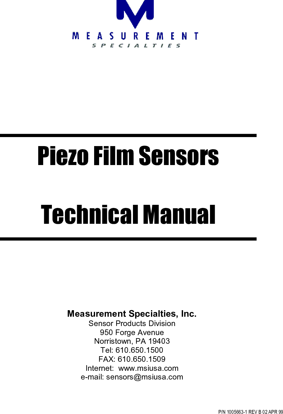 Piezo Film Sensors Technical Manual