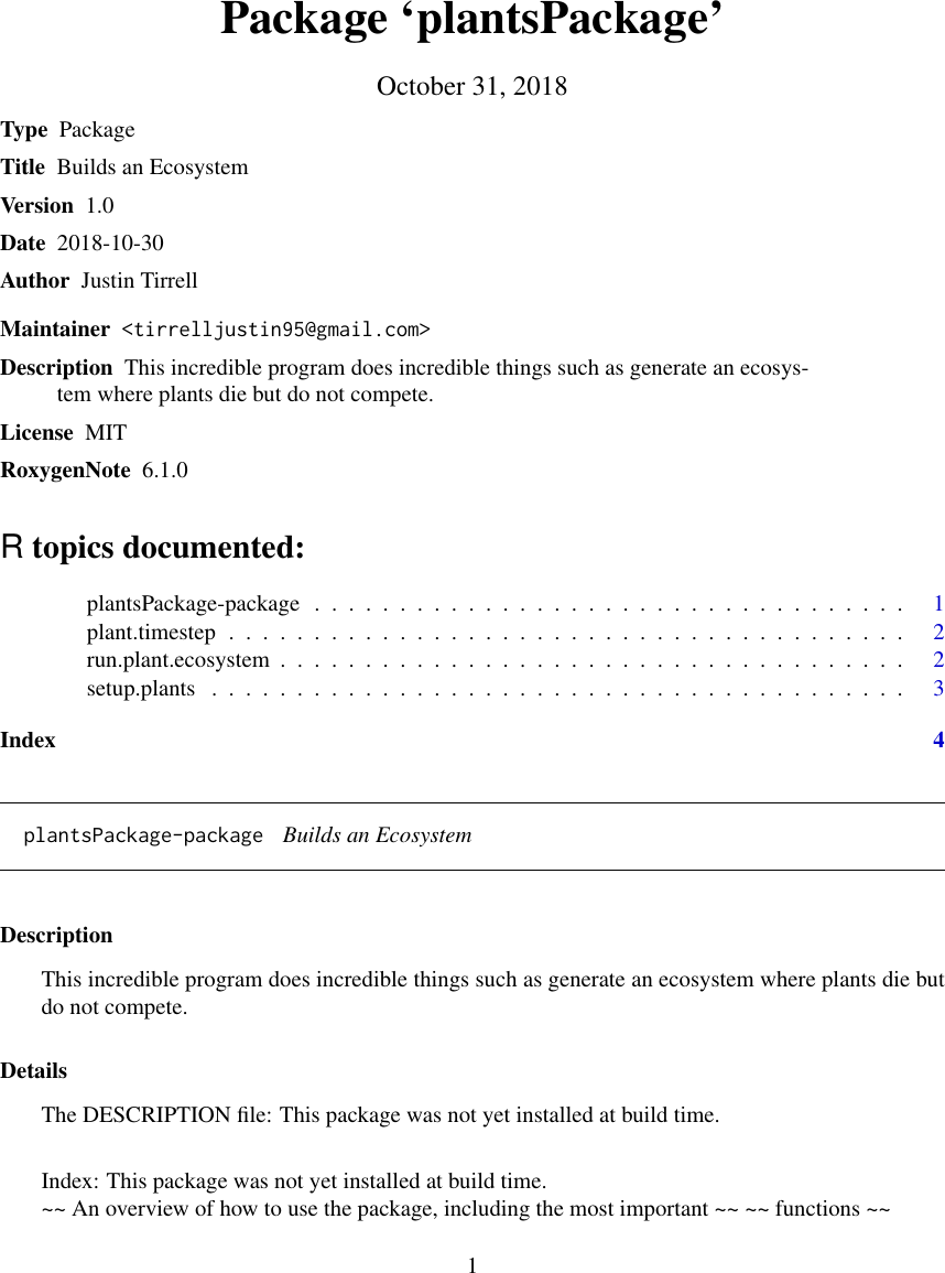 Plants Package manual