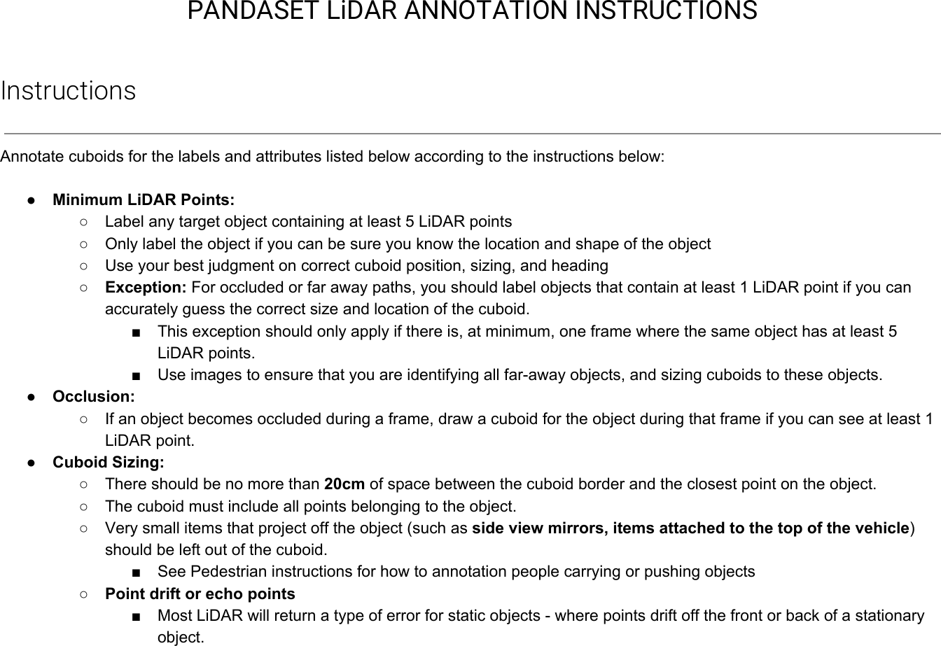Pointcloud Annotation Instructions