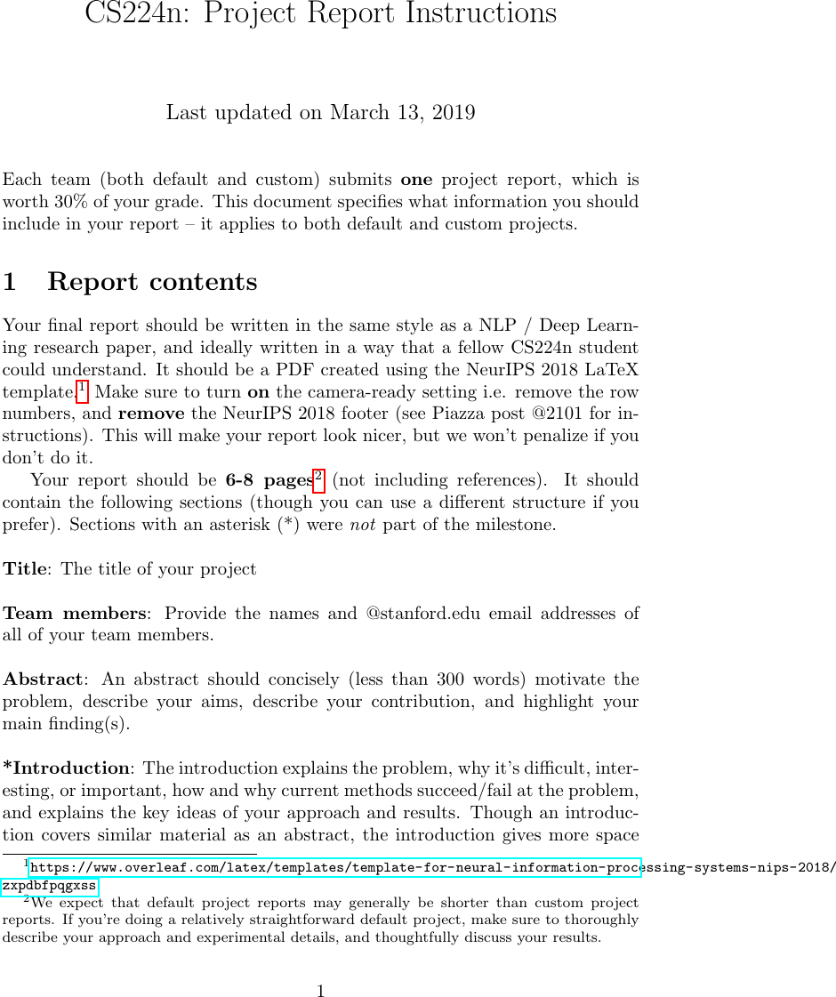 Project report instructions
