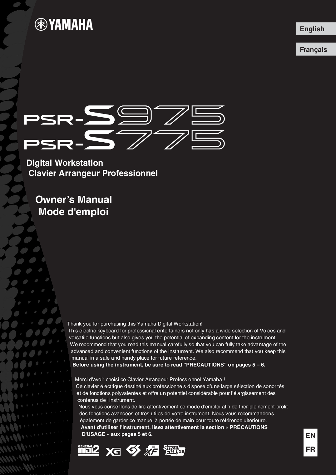 PSR S975/S775 Owner's Manual [8.3MB] Psrs975 S775 Fr Om B0