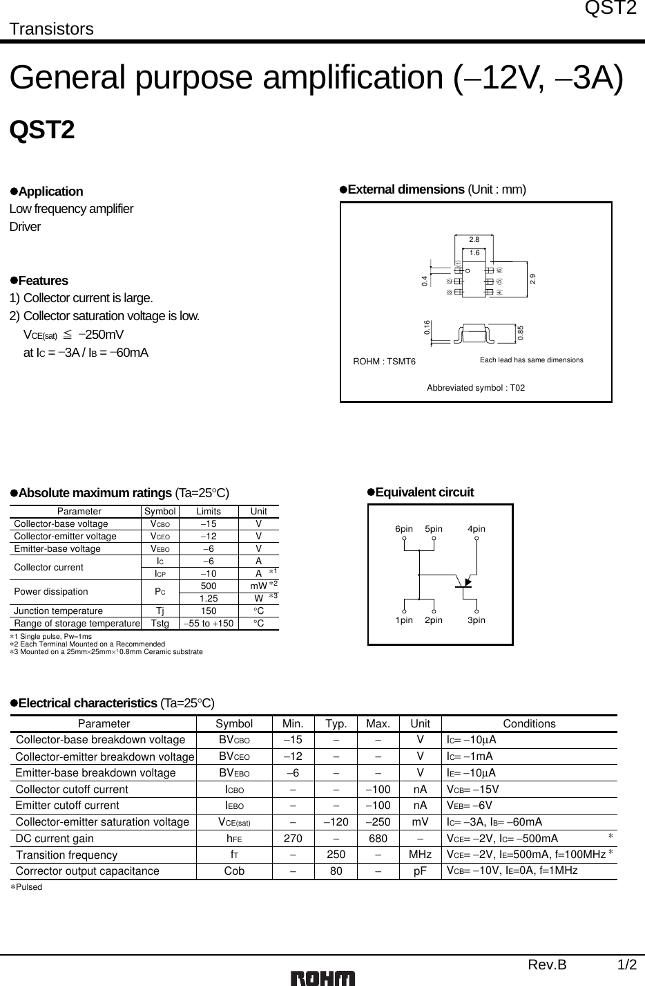 QST2 Datasheet. Www.s manuals.com. Rohm