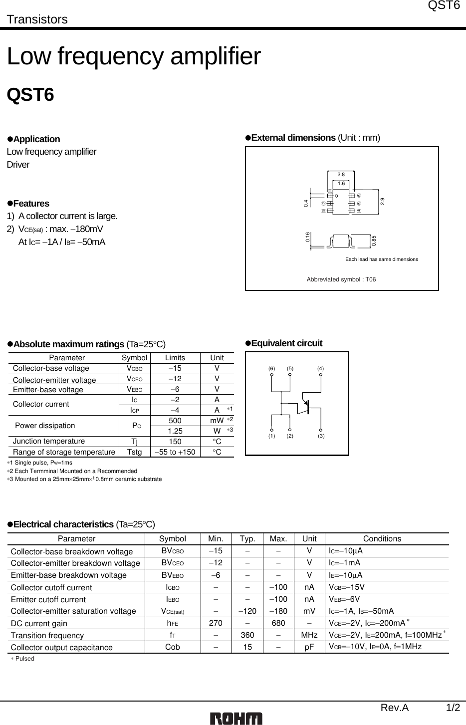 QST6 Datasheet. Www.s manuals.com. Rohm