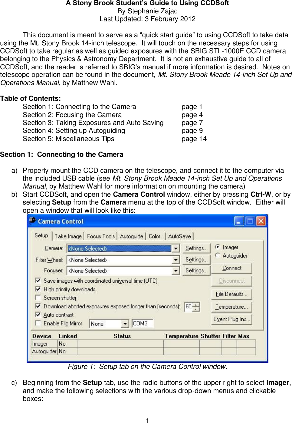 Quick start Guide To CCDSoft