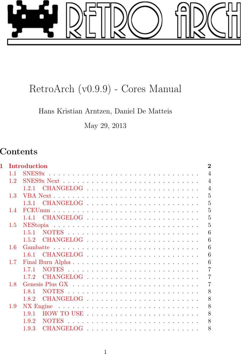 RetroArch Cores Manual