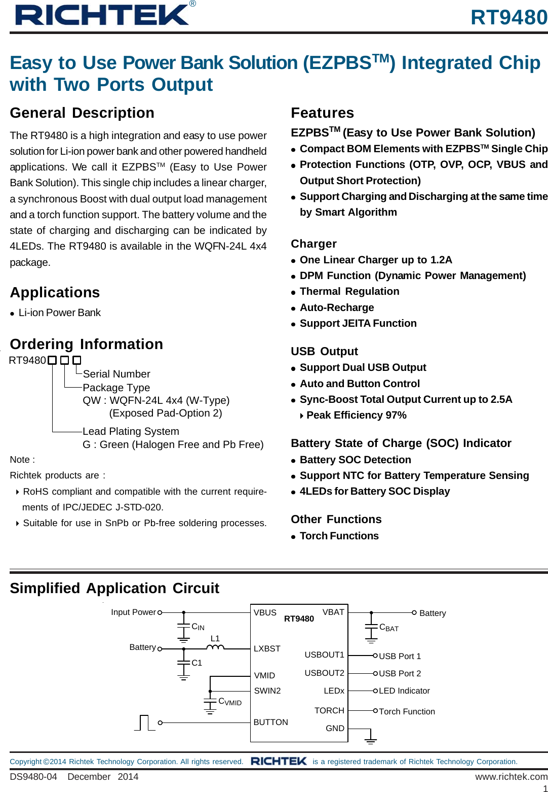 RT9480 Datasheet. Www.s manuals.com. R04 Richtek