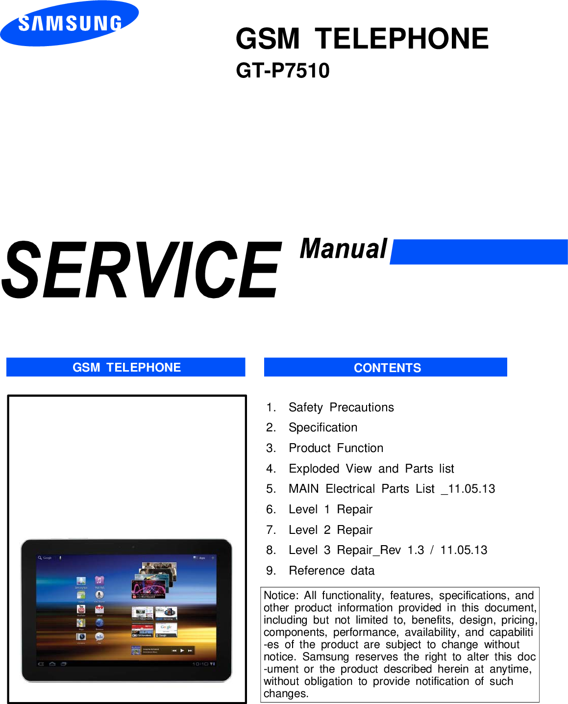 Samsung GT P7510 Service Manual. Www.s manuals.com. Manual R1.0