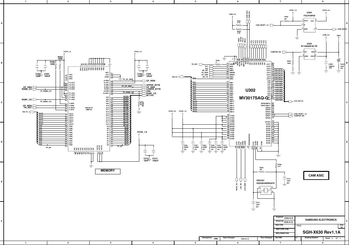 Samsung SGH X630 Schematics. Www.s manuals.com. Rev1.1a Schematics