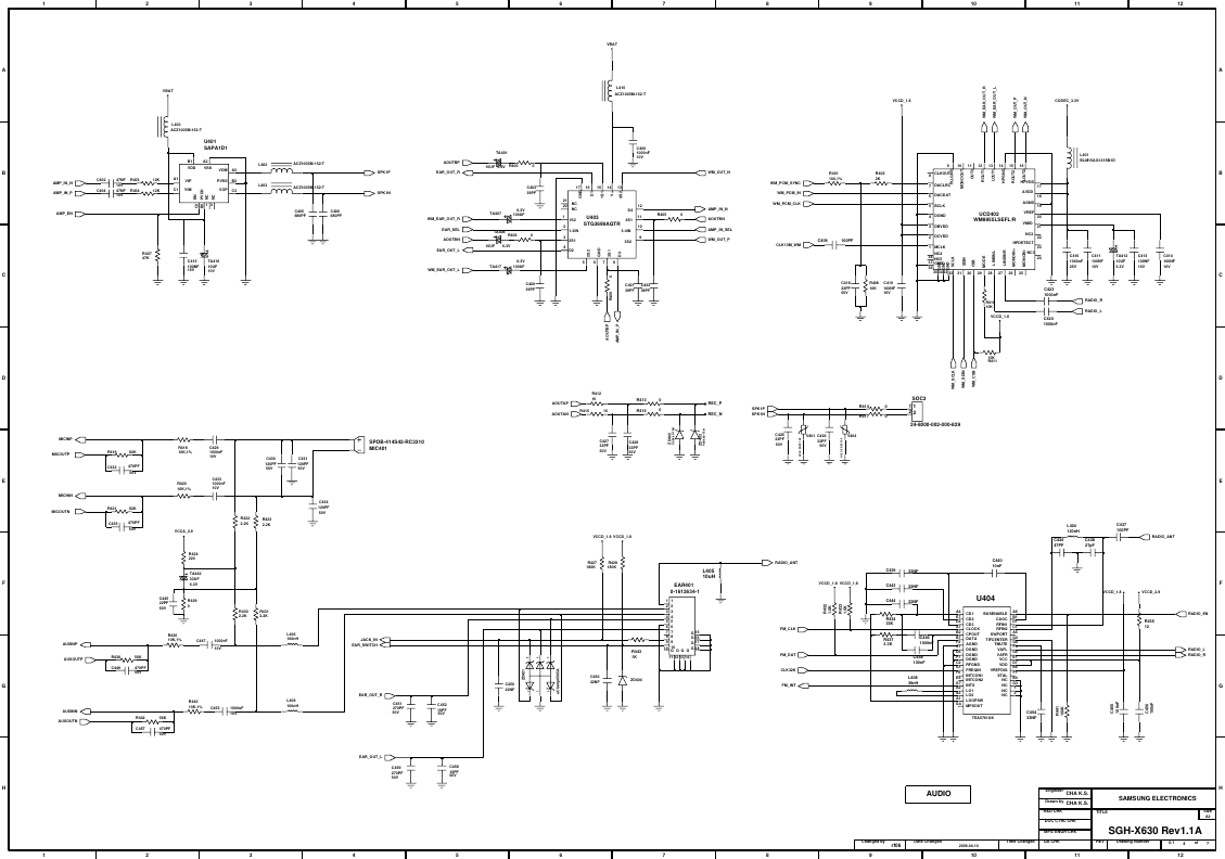 Samsung SGH X630 Schematics. Www.s manuals.com. Rev1.1a Schematics