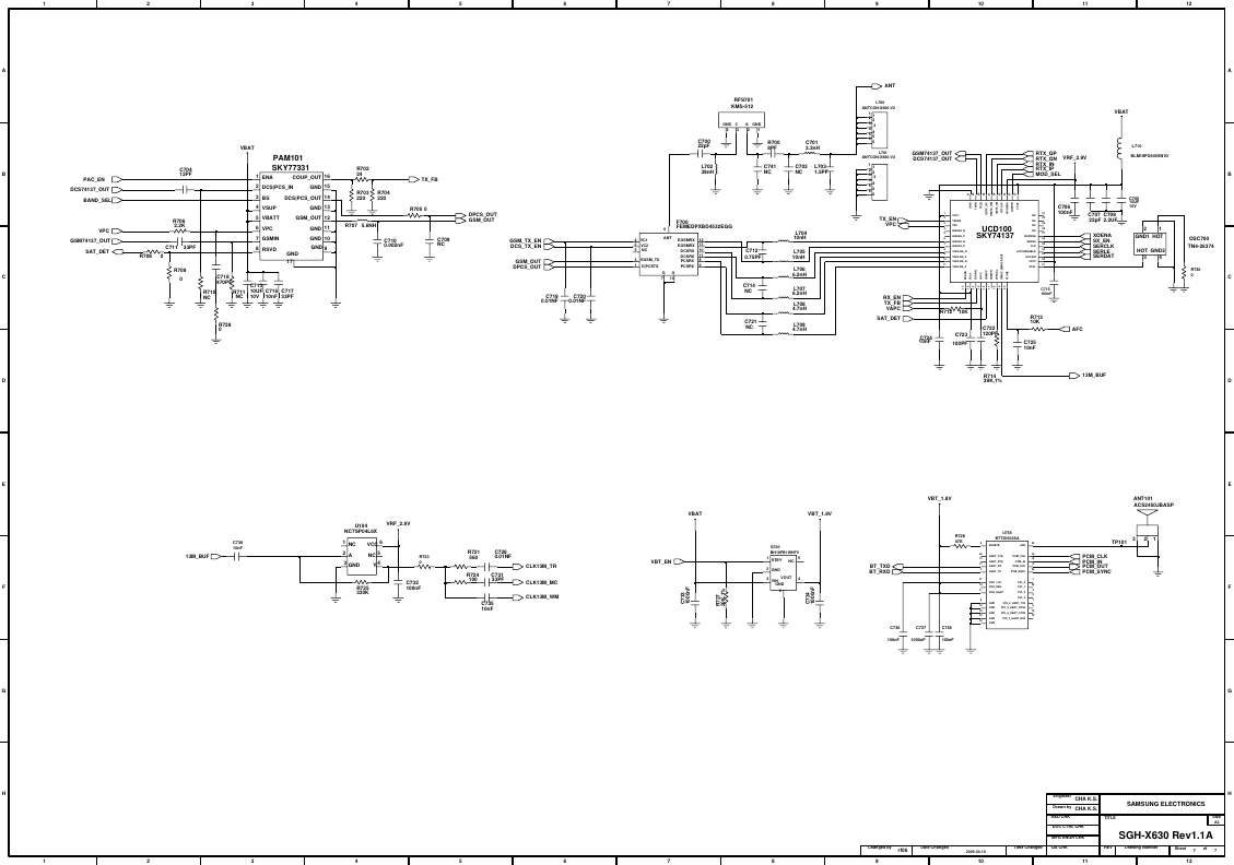Samsung SGH X630 Schematics. Www.s manuals.com. Rev1.1a Schematics