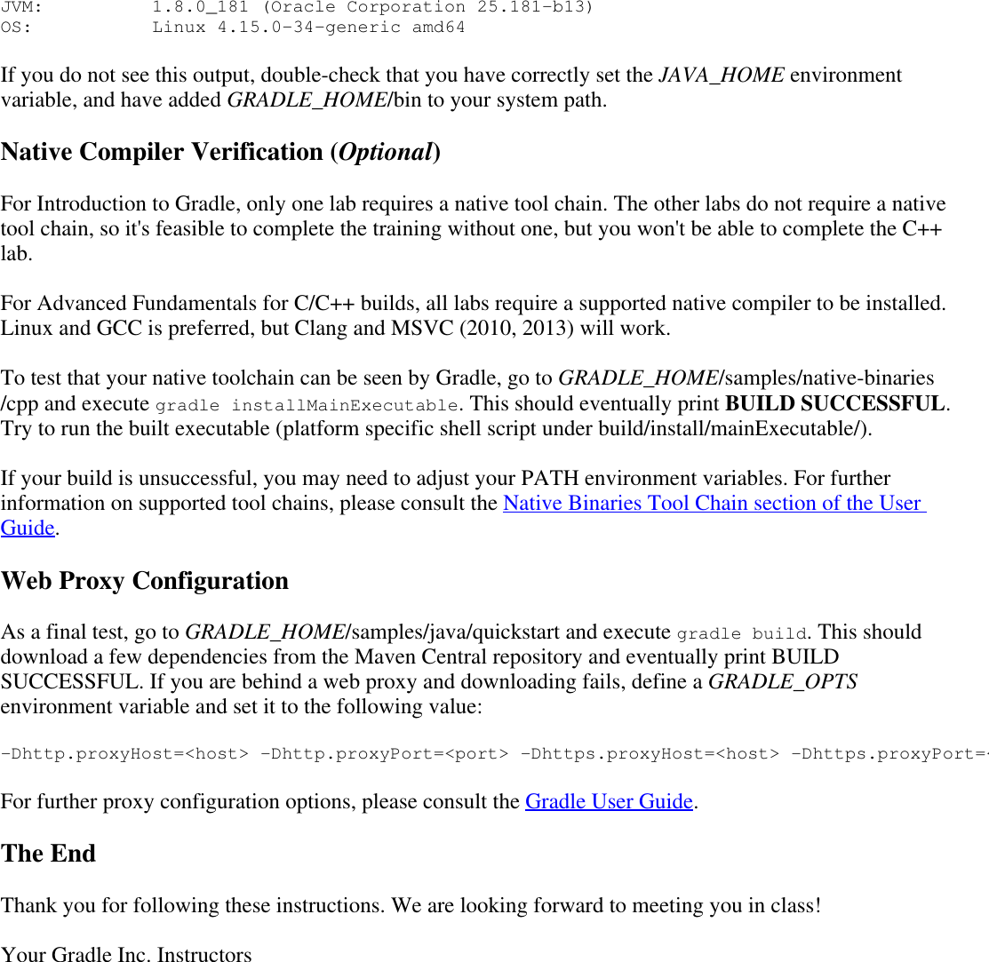 Setup Instructions Intro to gradle 1 day