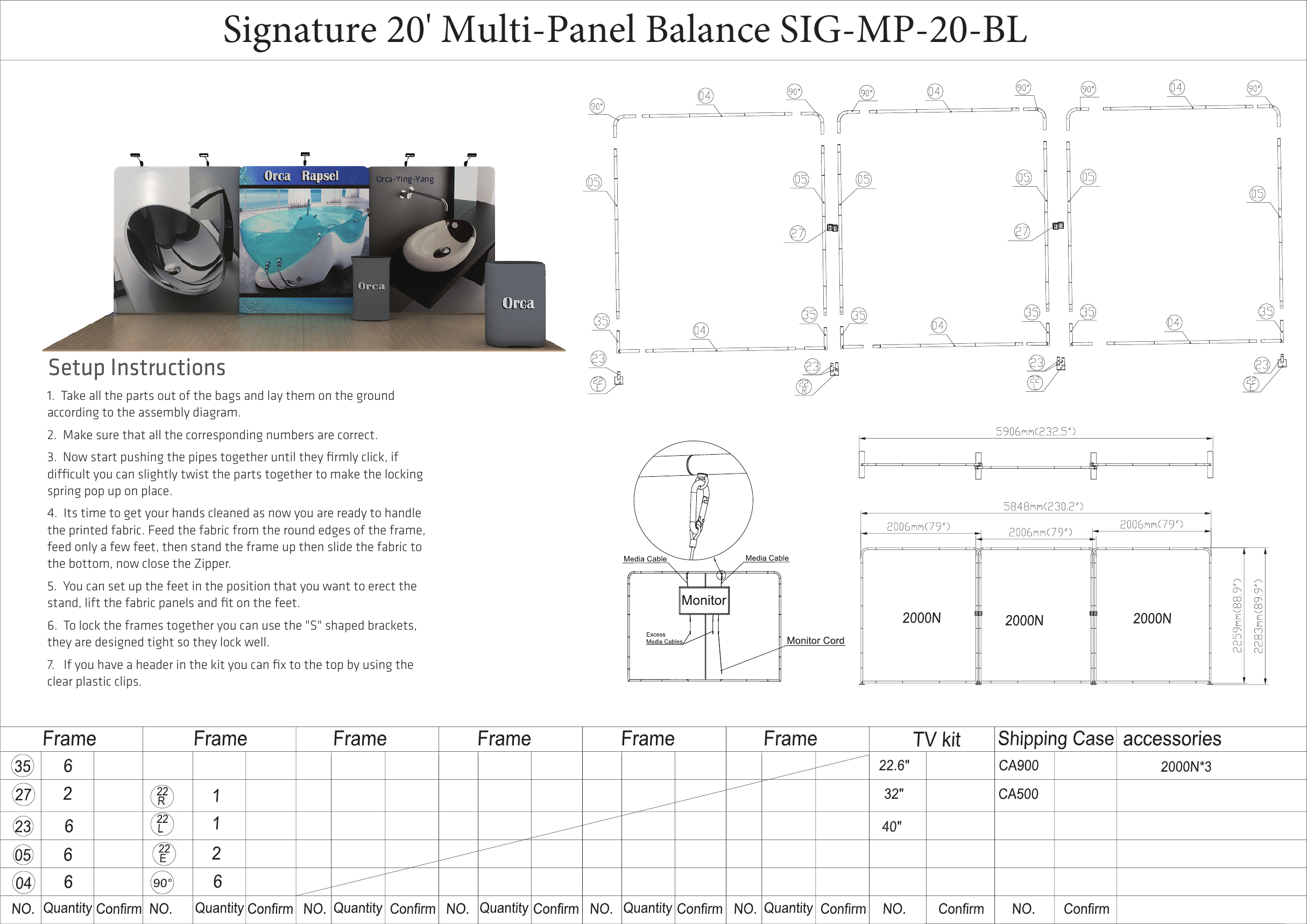 Signature 20 multi panel balance display setup instructions
