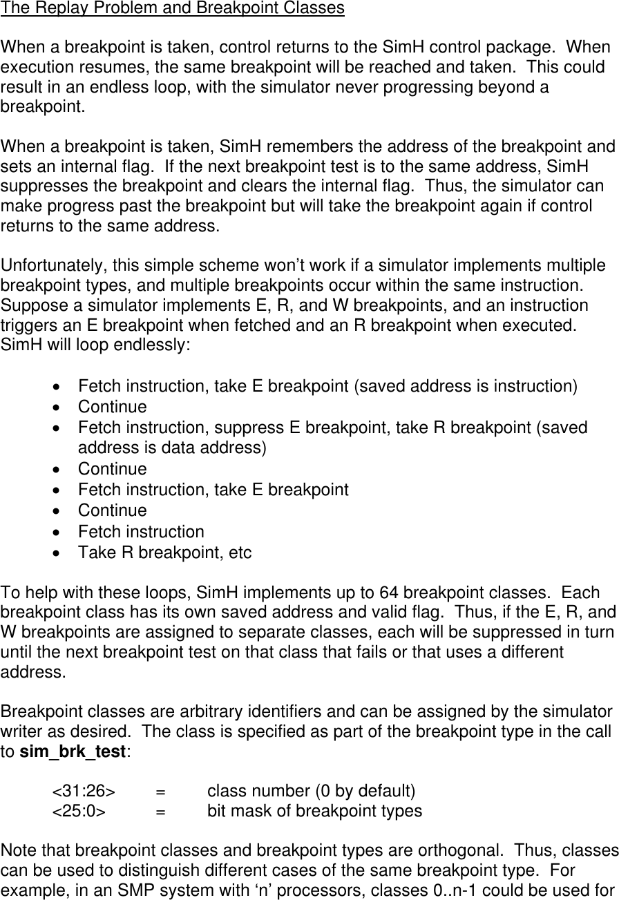 The SIMH Breakpoint Subsystem PDF Breakpoints