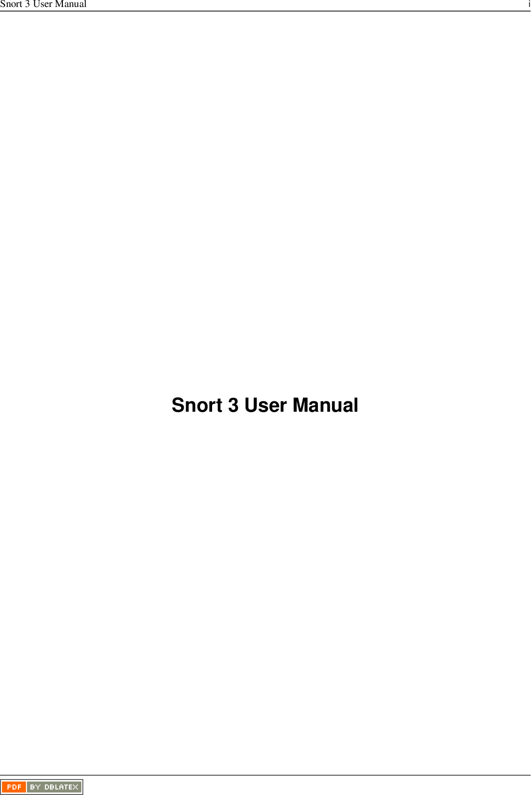 Snort 3 User Manual