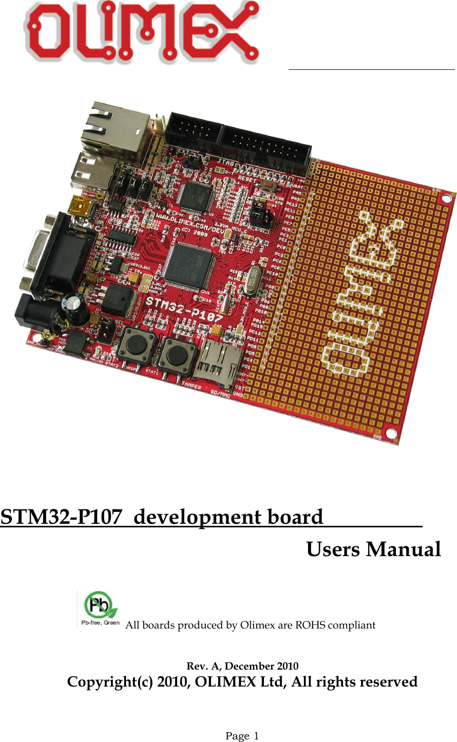 STM P107 Development Board For STM32F107 With Ethernet, USB, CAN Stm32
