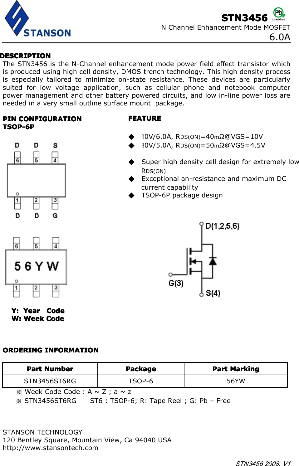 STN3456 Datasheet. Www.s manuals.com. Stanson