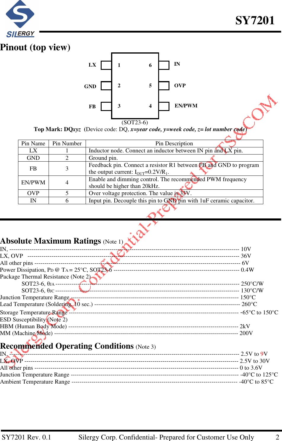 SY7201 Datasheet. Www.s manuals.com. Silergy