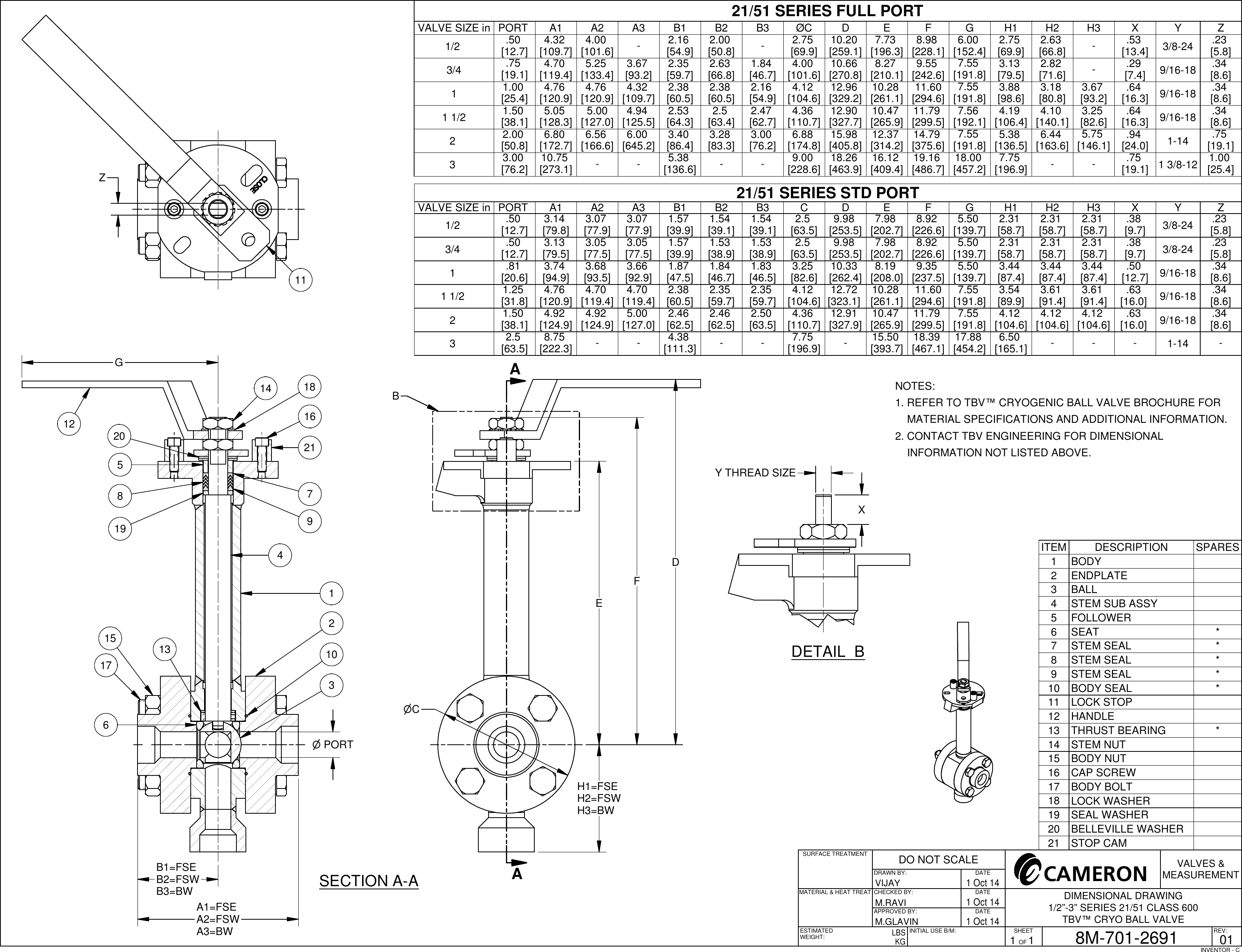 8M 701 2691.idw TBV Series 21/51 Cryogenic Ball Valve Technical Drawing ...