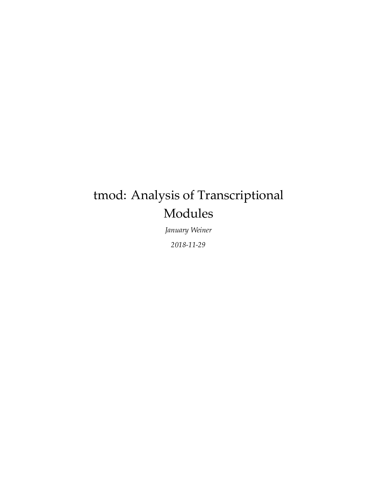 Tmod: Analysis Of Transcriptional Modules Tmod User Manual