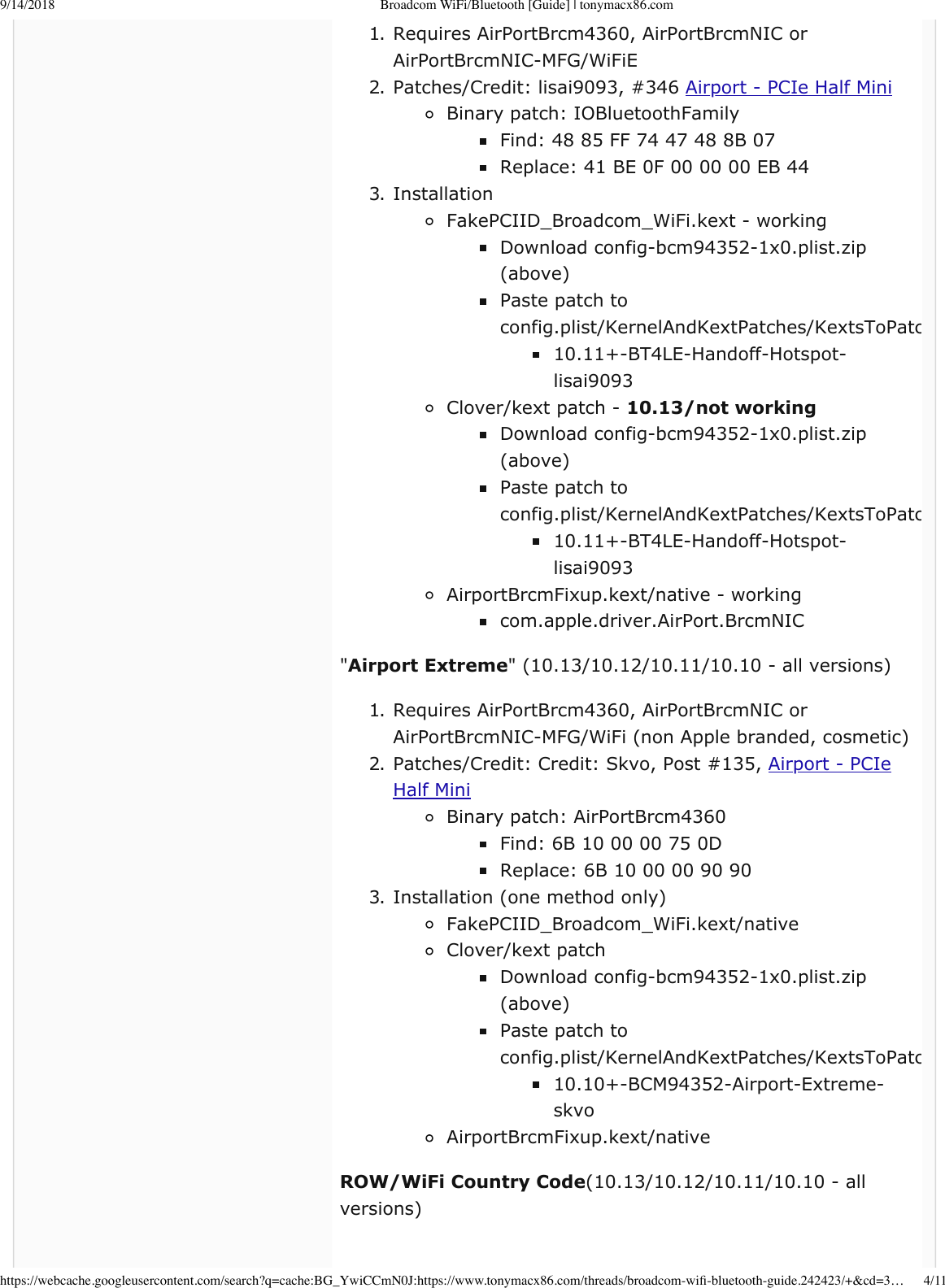 Tonymacx86.com Broadcom wifi bluetooth guide