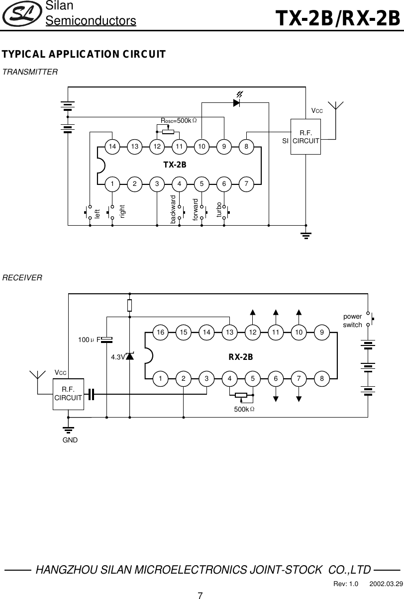 TX 2B, RX 2B Datasheet. Www.s manuals.com. R1.0 Silan