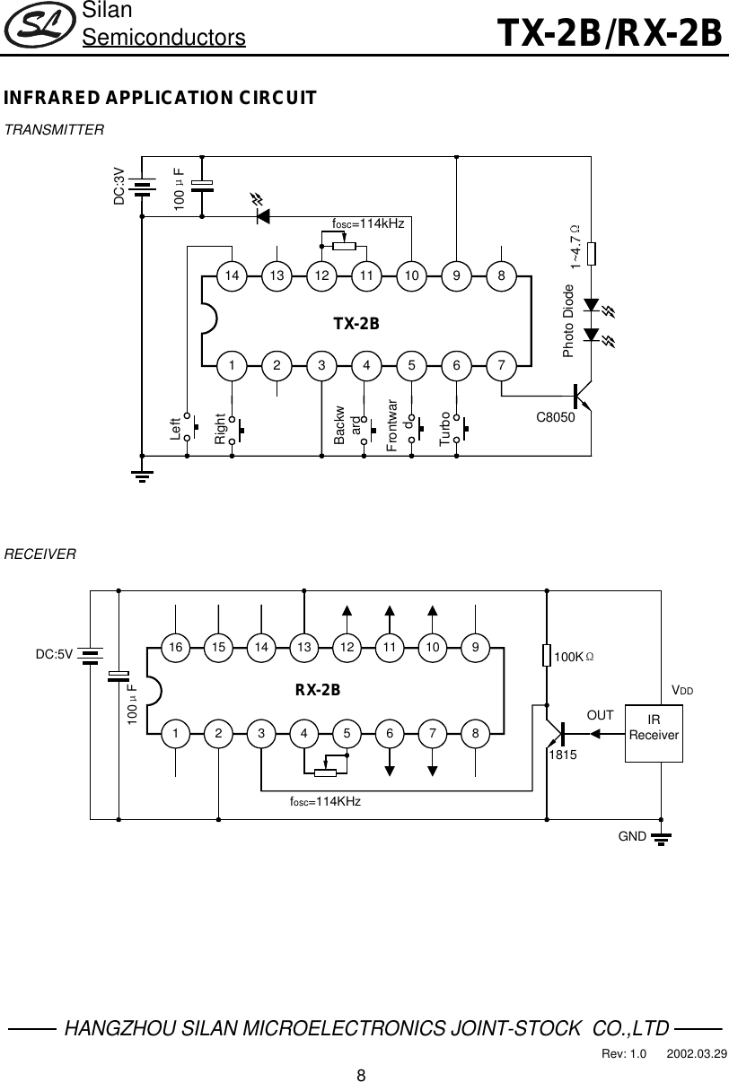 TX 2B, RX 2B Datasheet. Www.s manuals.com. R1.0 Silan