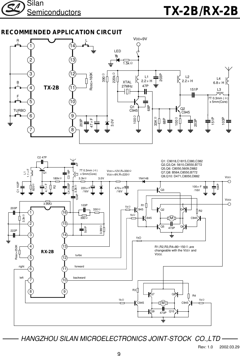 TX 2B, RX 2B Datasheet. Www.s manuals.com. R1.0 Silan