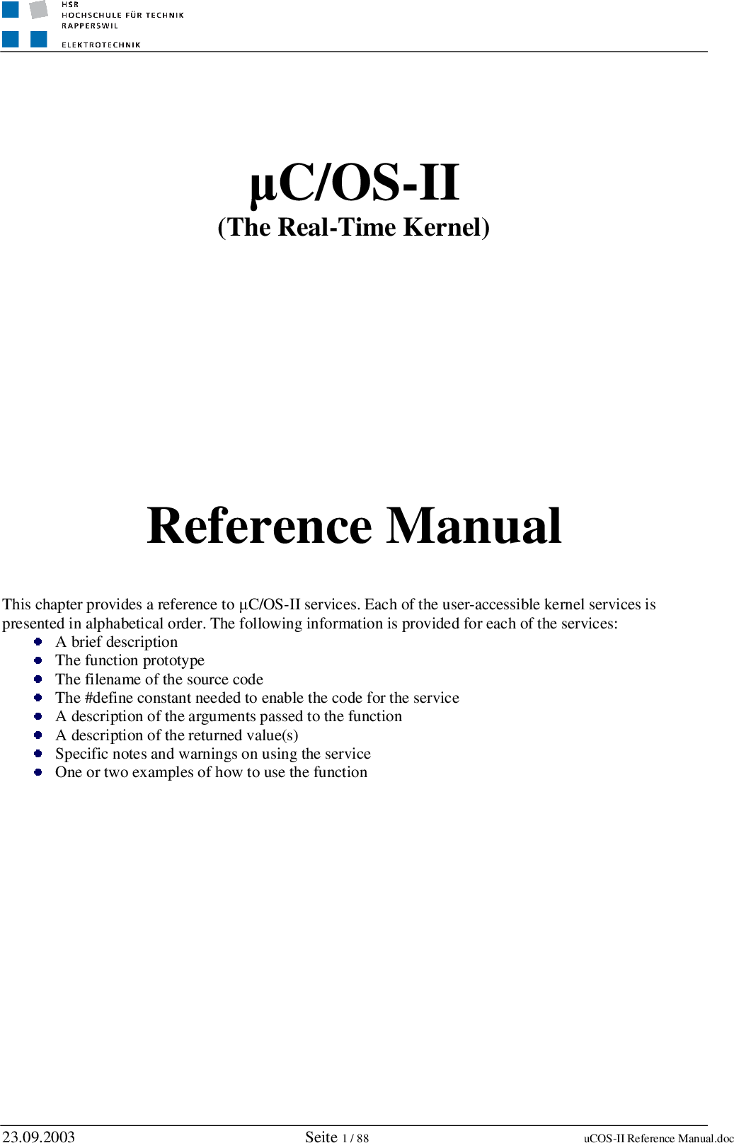 UCOS II Reference Manual U COS