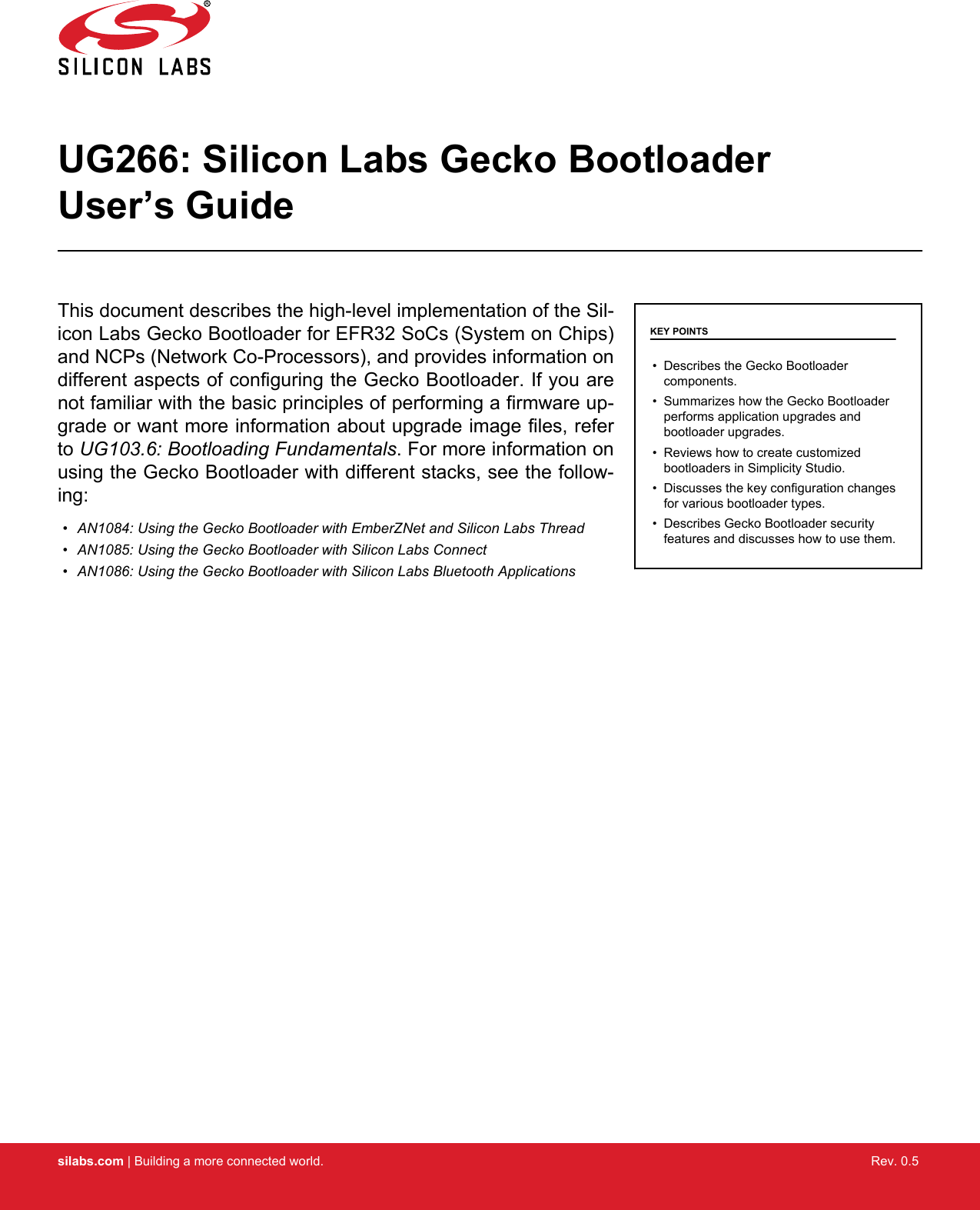 UG266: Silicon Labs Gecko Bootloader User’s Guide Ug266 user