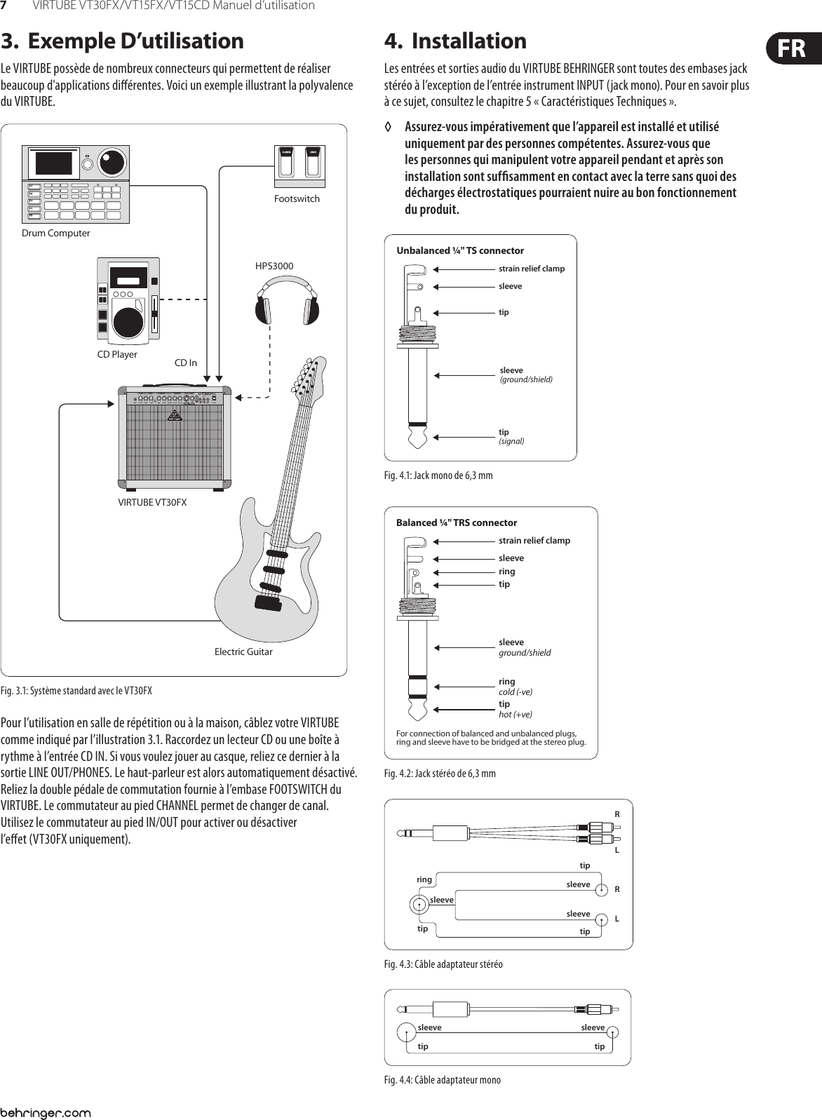 VIRTUBE VT30FX/VT15FX/VT15CD Behringer VT30FX User Manual (French ...