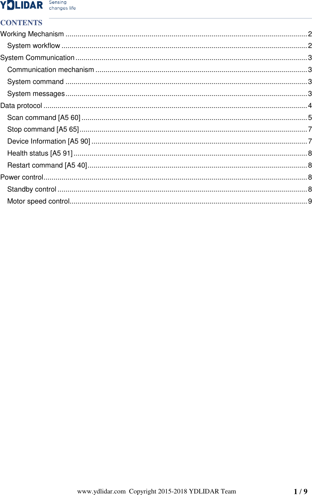 YDLIDAR X4 开发手册 Development Manual