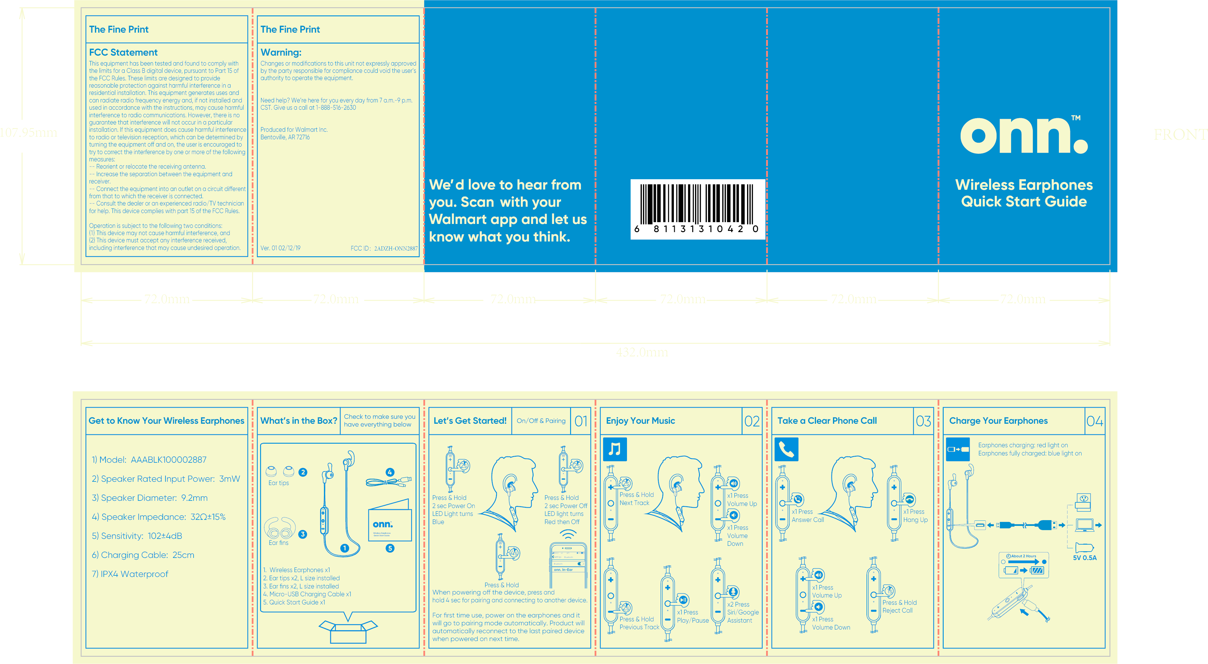 Dongguan Siyoto Electronics ONN2887 ONN 2.0 BT IN-EAR User Manual 0972V22