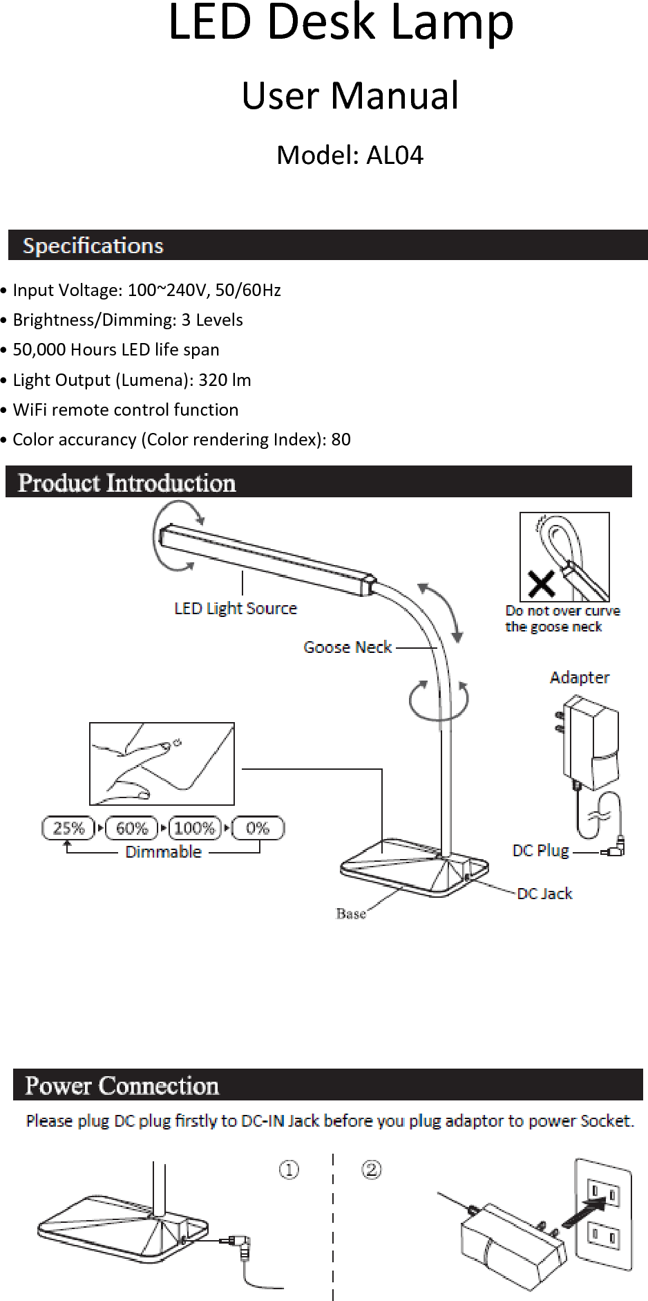 Dongguan You You Lighting Technology AL04 LED SMART DESK LAMP User Manual