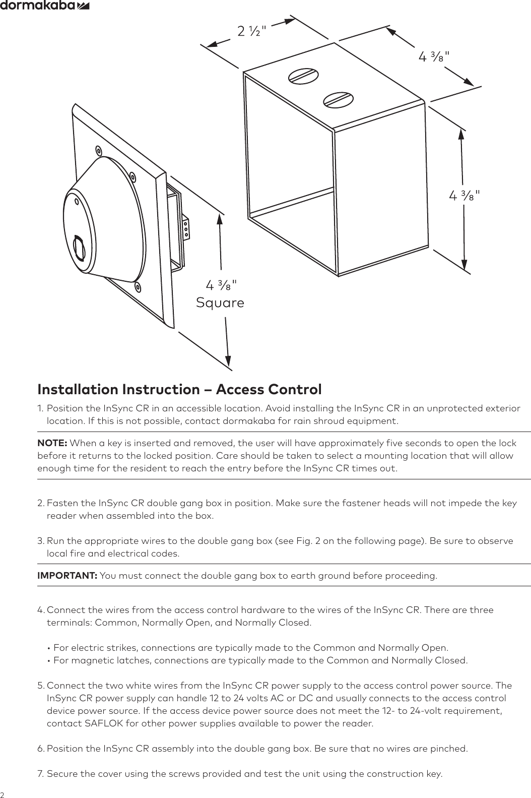DormaKaba Multihousing In Sync CR Installation Instructions LIT1003 05 ...