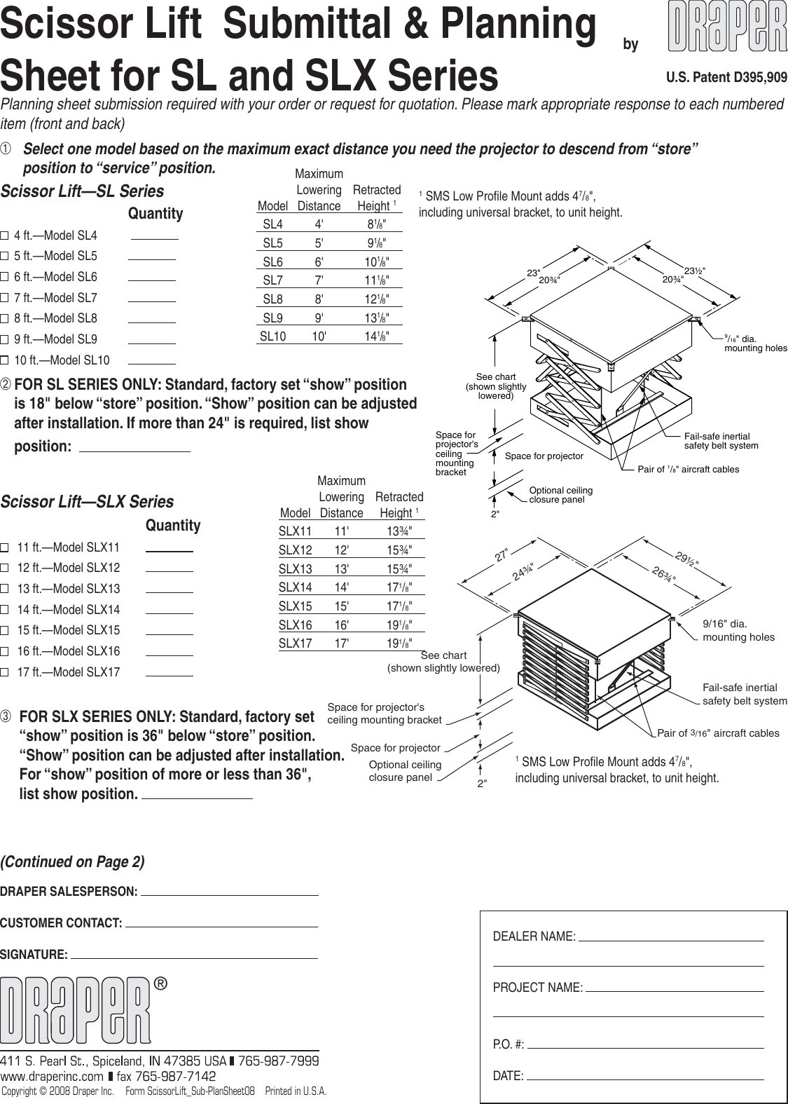 Draper Scissor Lift Submittal And Planning Sl10 Users Manual ...