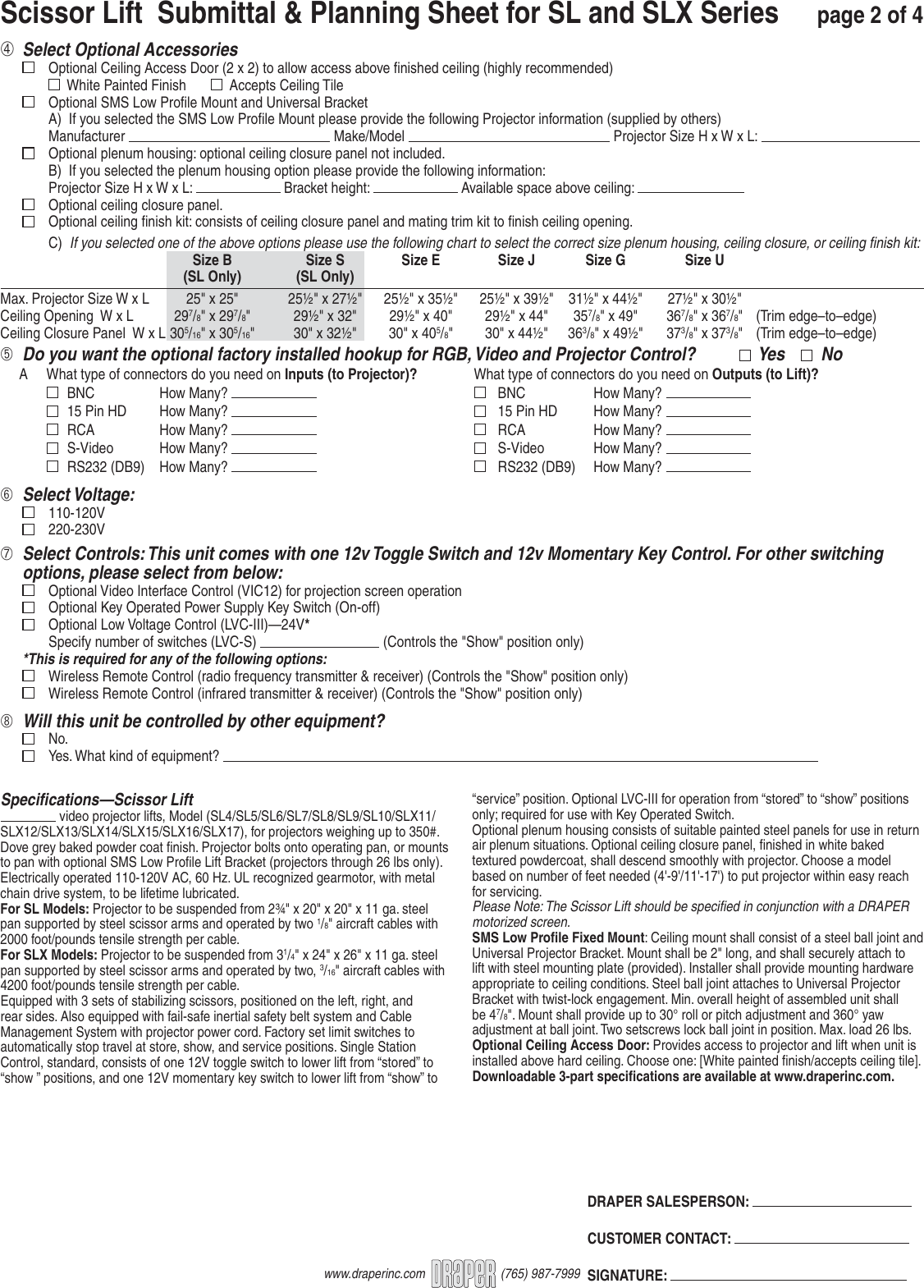 Draper Scissor Lift Submittal And Planning Sl10 Users Manual ...