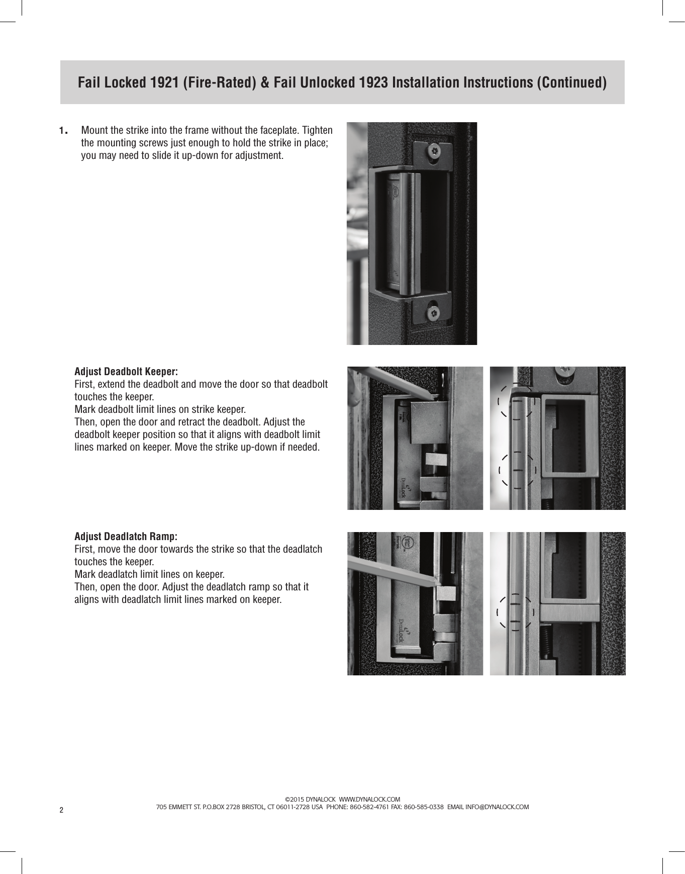 DynaLock 1921 1923 Installation Instructions 23