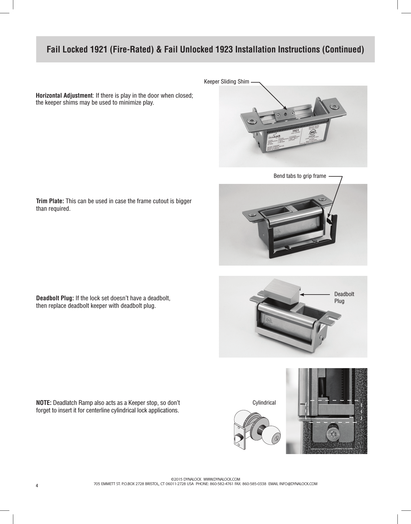 DynaLock 1921 1923 Installation Instructions 23
