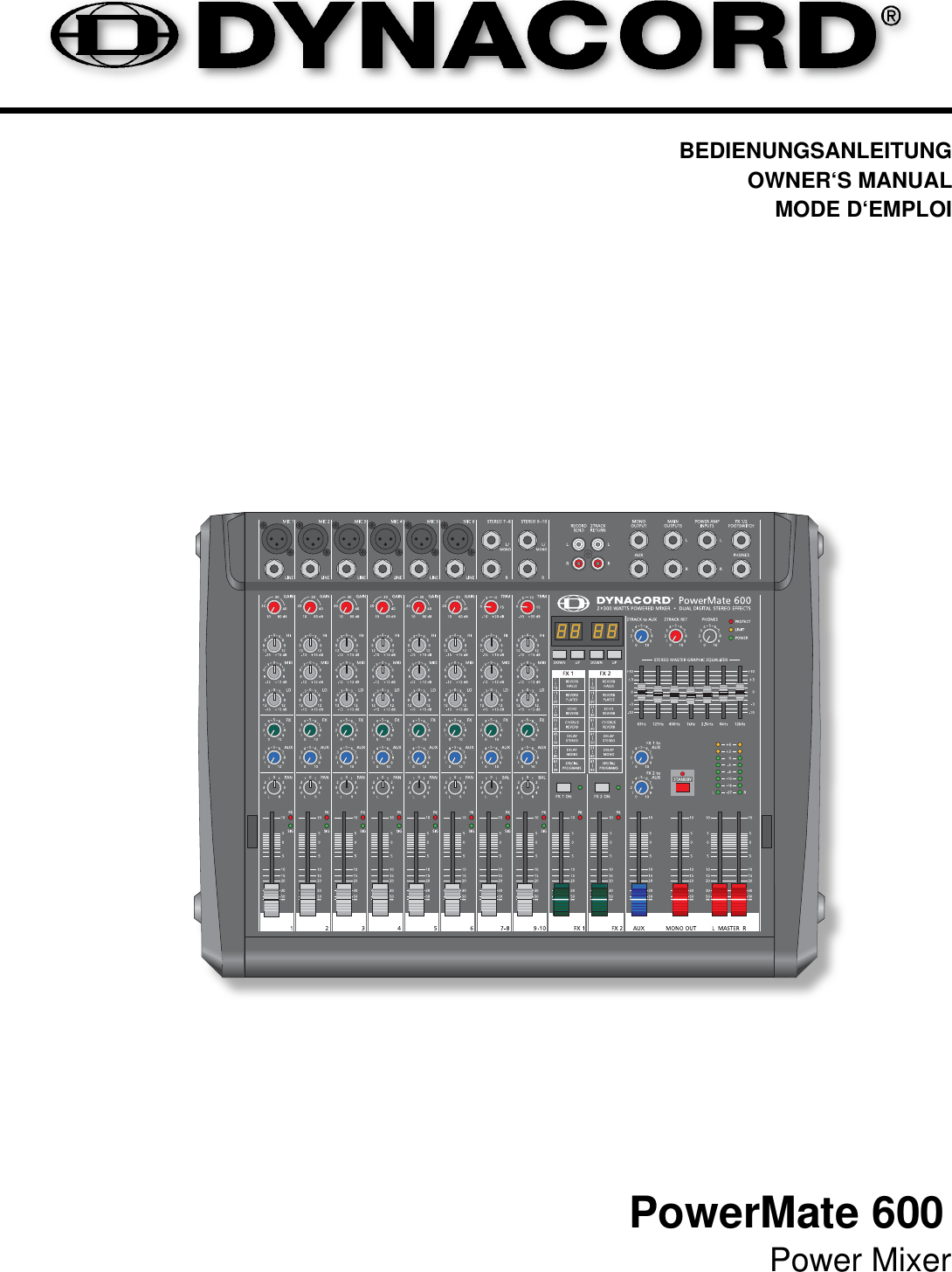 Dynacord Power Mixer Powermate 600 Users Manual PM600 2d