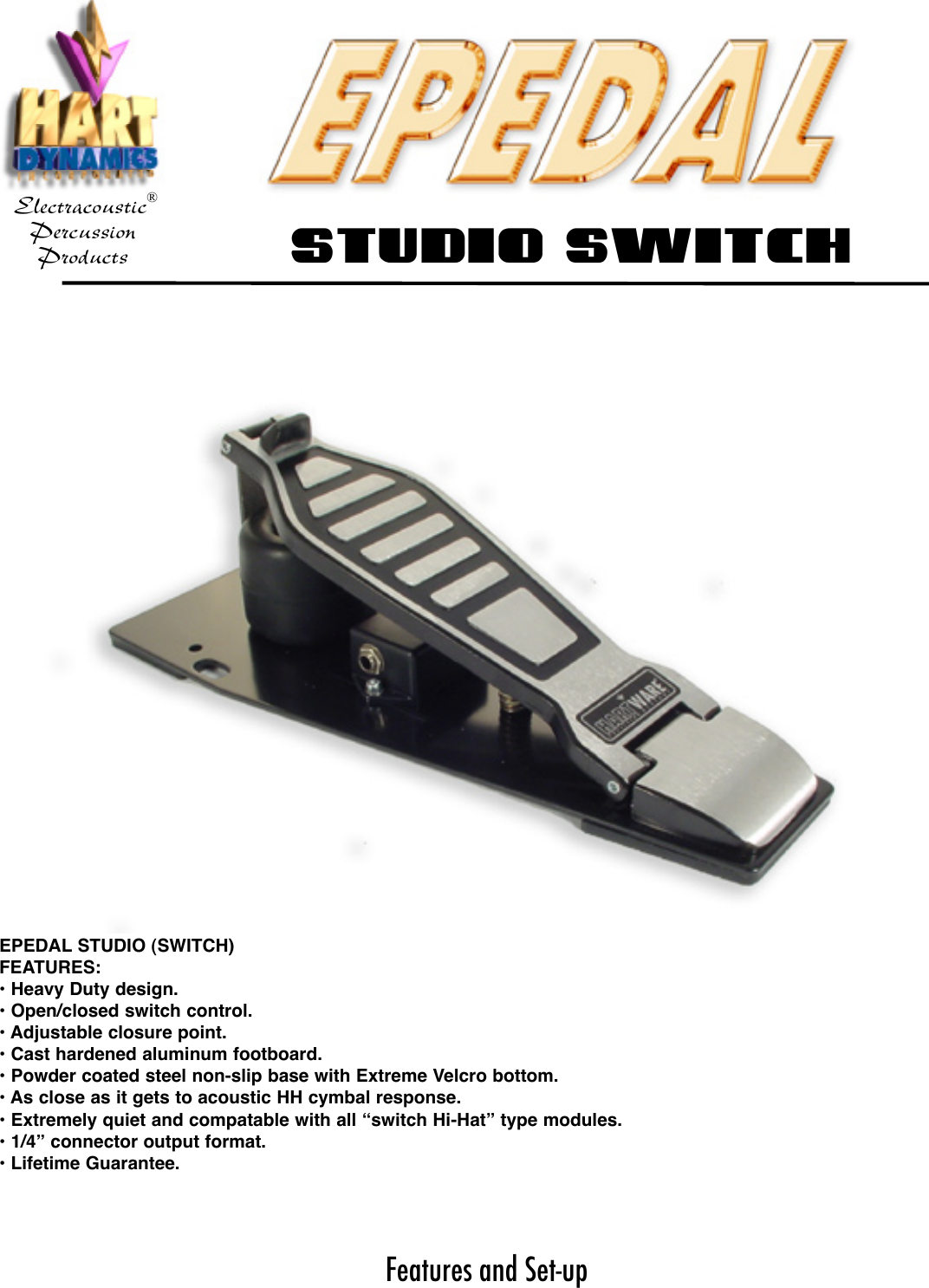 Dynamic Distributors Epedal Studio Switch Users Manual EPDL STD SW