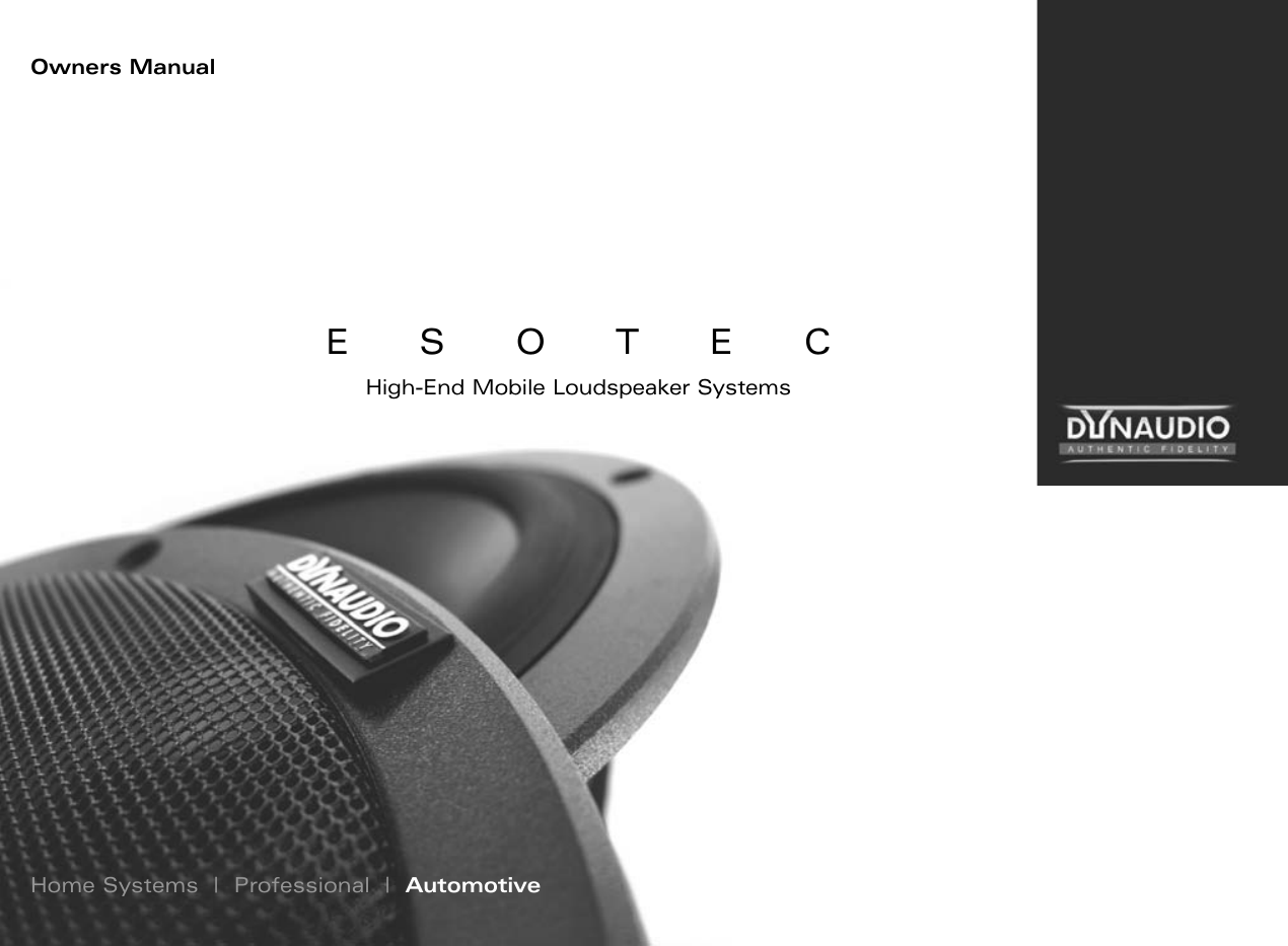 Dynaudio Esotec Car Stereo System Users Manual Esotec_A5